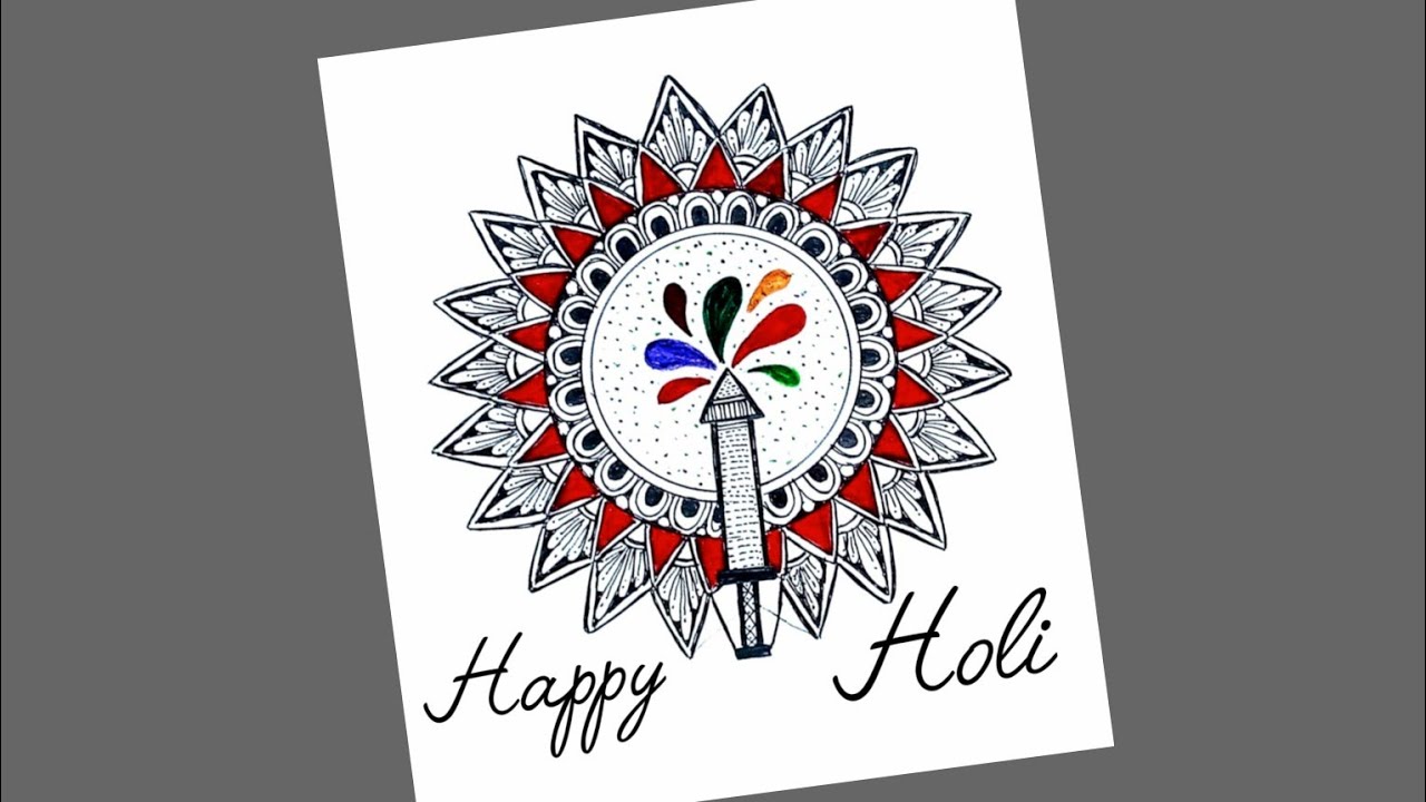 Happy Holi Mandala Art/Holi mandala art/Holi drawing/Step by step ...