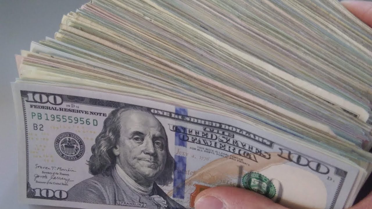 Counting the Benjamins - over $10,000 dollars CASH visualized ($100 ...