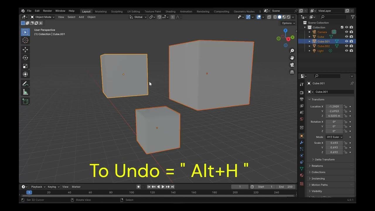 How to use Hide & Undo options in Blender - YouTube