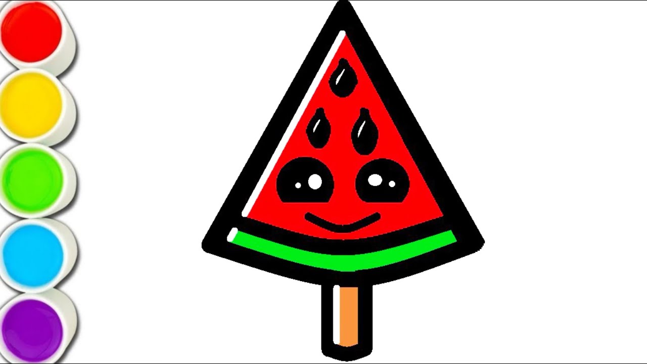 How to Draw a Cute Watermelon Ice Cream Easy for Kids and Toddlers ...