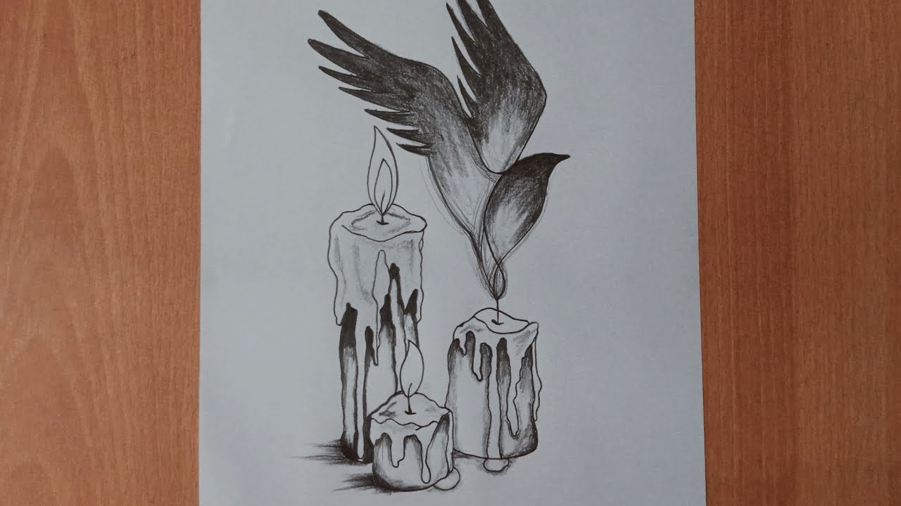 Candle light drawing. drawing tutorial for beginners. step by step ...