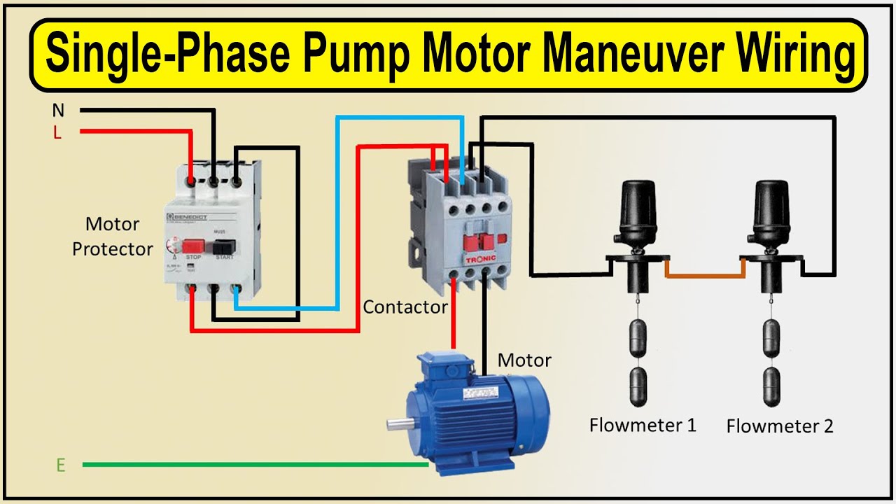 Single-phase pump motor maneuver with | single phase motor connection ...