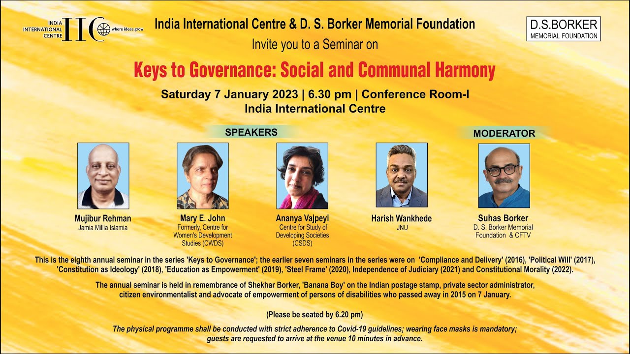 Seminar on Keys to Governance: Social and Communal Harmony - YouTube