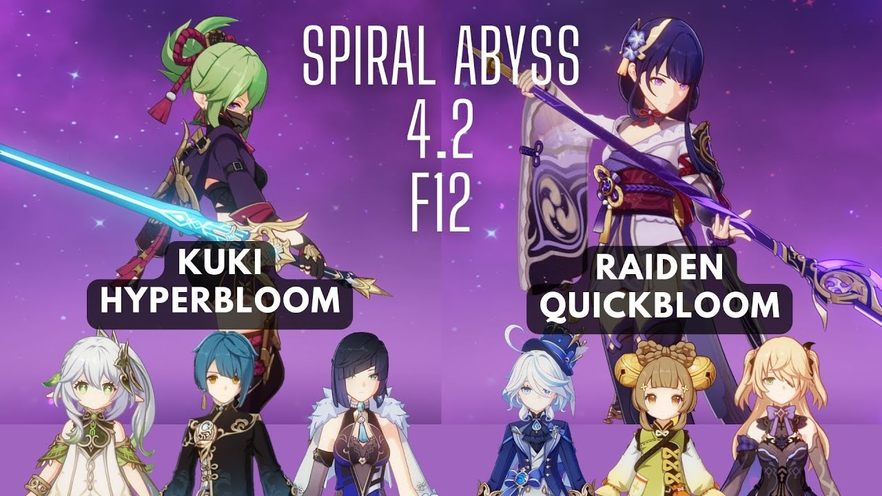 Kuki Hyperbloom Raiden Quickbloom Spiral Abyss 4.2 Floor 12 | Genshin ...