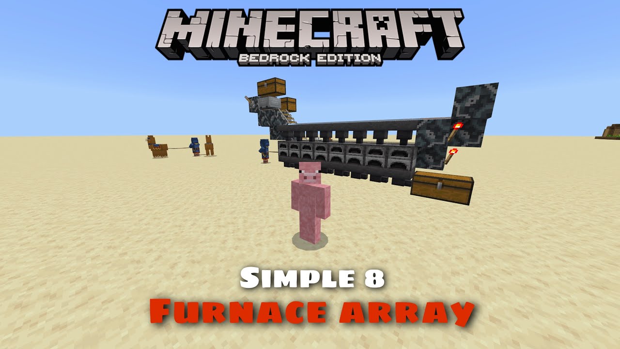 Simple 8 Furnace Array! Minecraft Bedrock Tutorial - YouTube