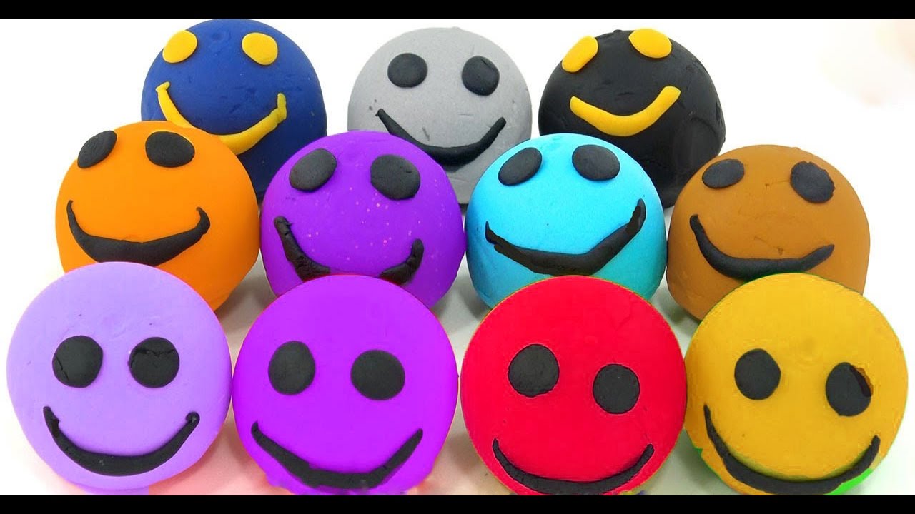 Learn Colors Play Doh Happy Laughing Smiley Face Baby Theme Molds Fun ...