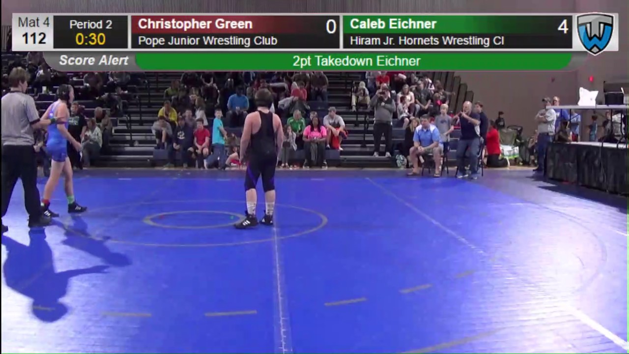 112 122 Caleb Eichner Hiram Jr Hornets Wrestling Cl vs Christopher ...