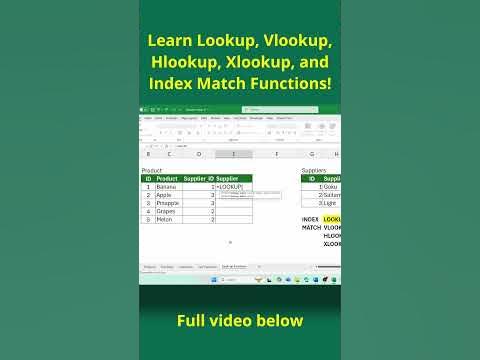 Pinoy Excel Lookup Functions Lookup, vlookup, hlookup, xlookup index match Short 2 - YouTube