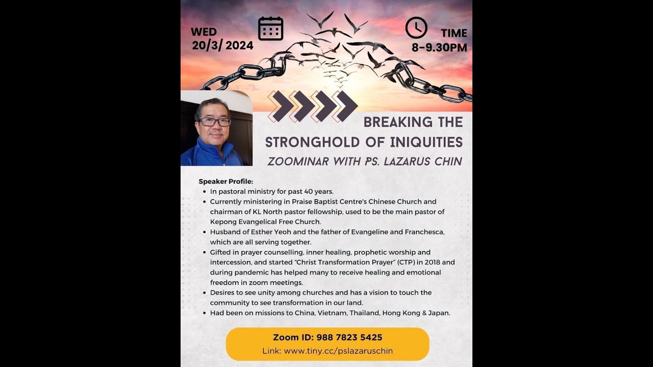 BREAKING THE STRONGHOLD OF INIQUITIES by PS. LAZARUS CHIN - YouTube