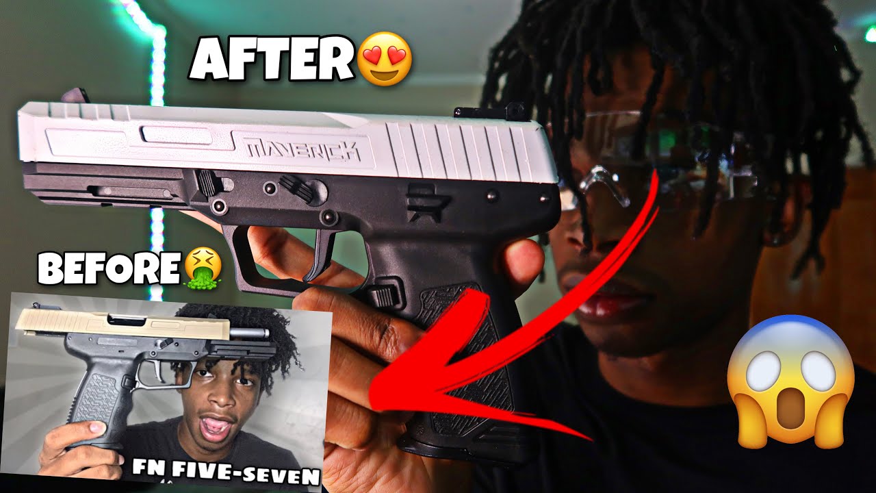 I DECIDED TO SPRAY PAINT MY FN 5.7 FIVE SEVEN....AND THIS IS HOW IT ...