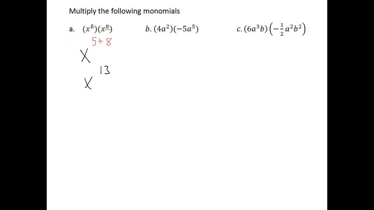 multiplying monomials - YouTube