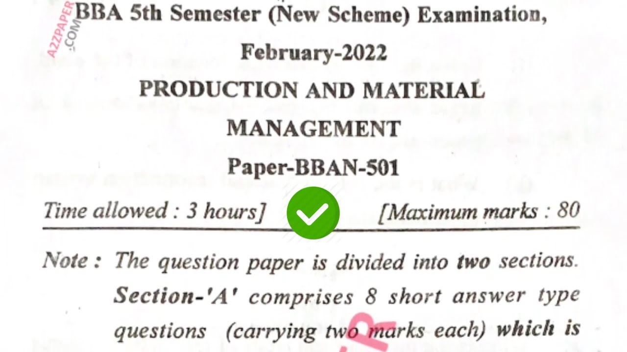 Mdu BBA 5th Sem PMM Question Paper 2022 - YouTube