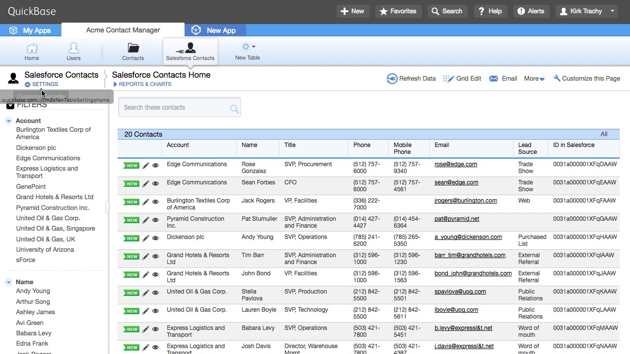 Quickbase Updating Salesforce Records To An Existing Quickbase Table Youtube