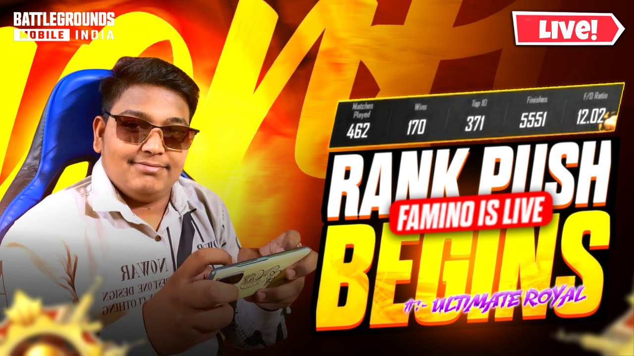BGMI LIVE | ULTIMATE ROYAL RANKPUSH | Famino is live | DAY 3 - YouTube