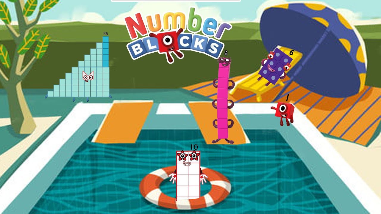Numberblocks 1, 6, 10 and 55 Swim in The Pool Fanmade Coloring Story ...