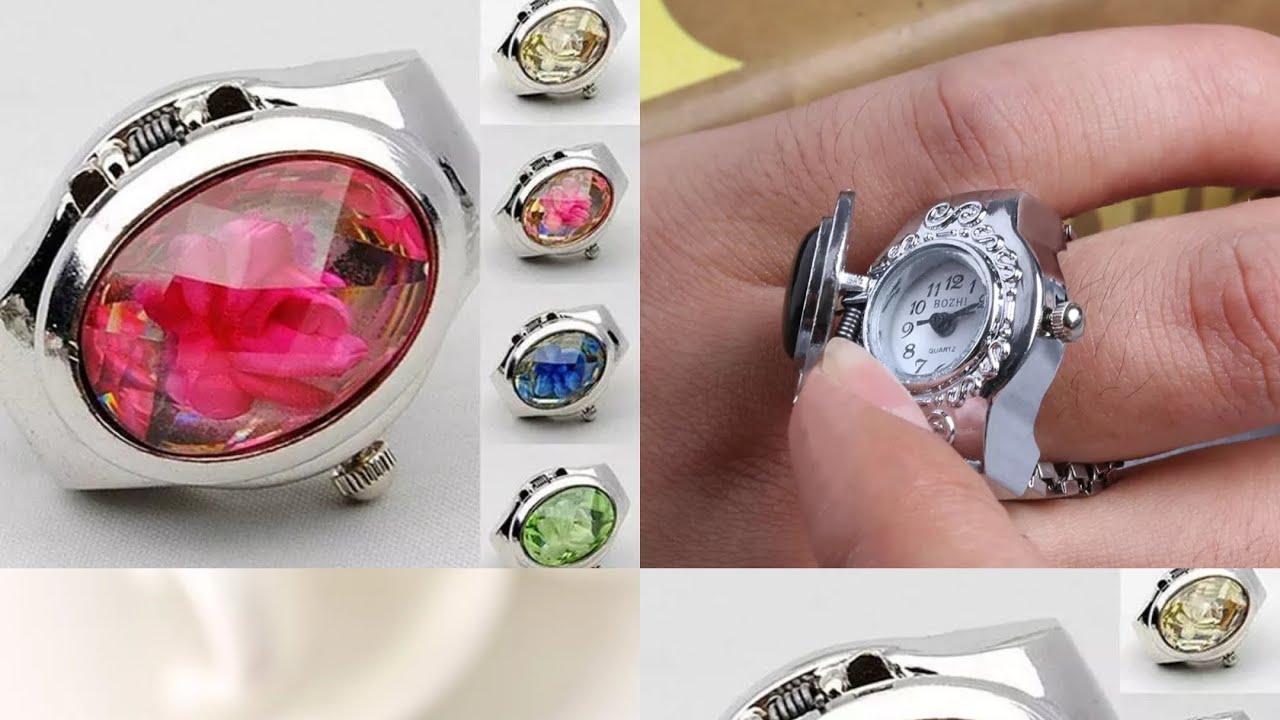 MINI FINGER RING FLIP WATCH DIAMOND VINTAGE QUARTZ JEWELLERY CLOCK # ...