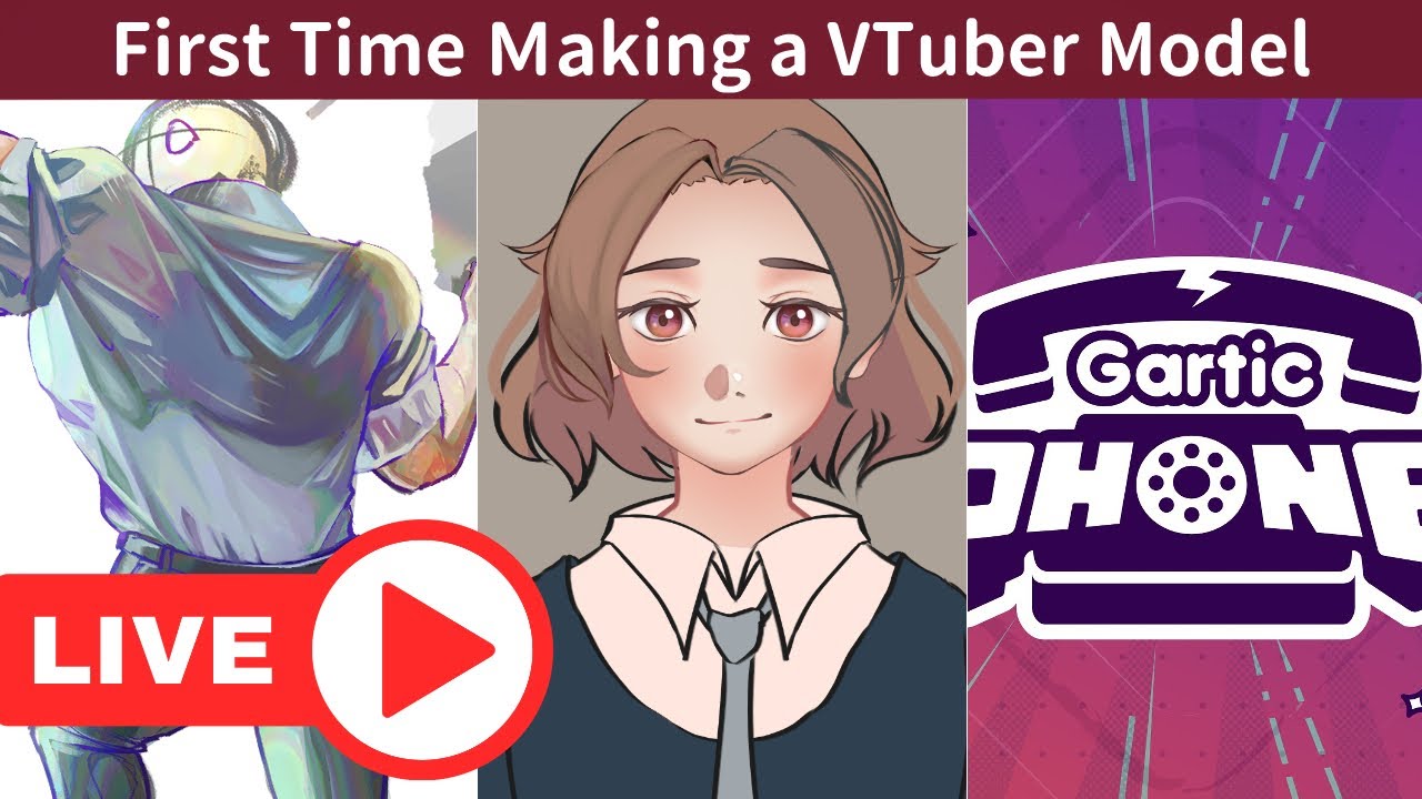 🔴LIVE | 💪Drawing a Buff Dude Pt.2 🎨VTUBER Model Reveal! ☕Getting ...