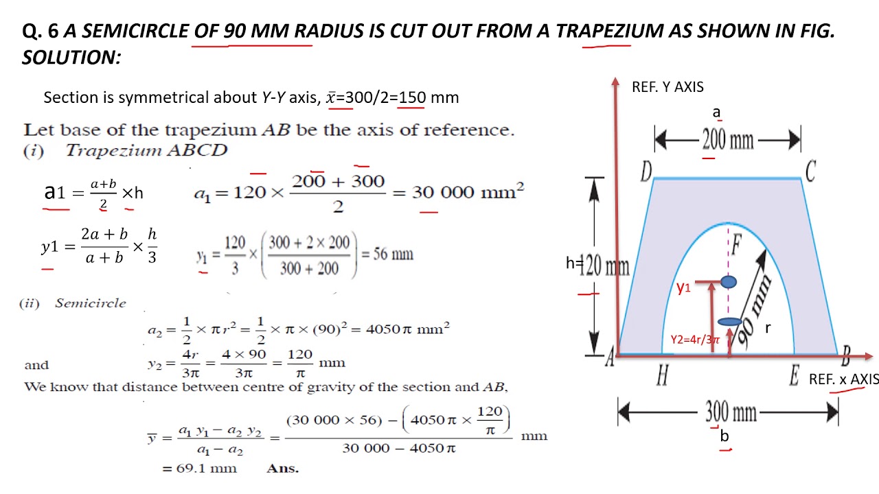 AM 5.7 CENTRE OF GRAVITY CUT OUT SEMICIRCLE IN TRAPEZIUM - YouTube
