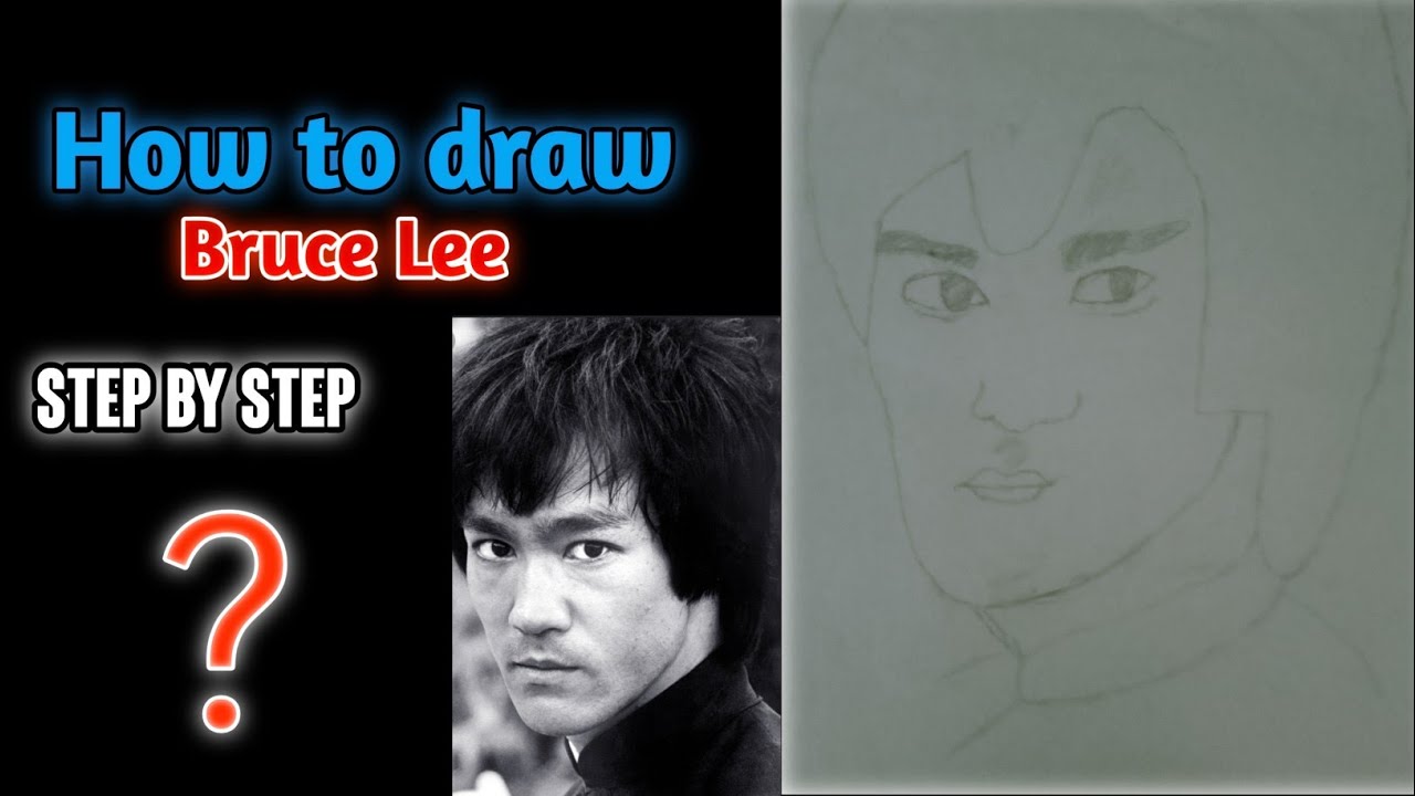 How to draw Bruce Lee l step by step outline tutorial easy for ...