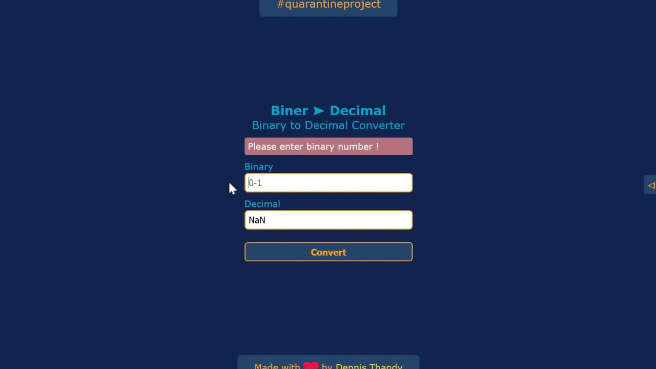 Biner 2 Decimal Html Css Js Youtube 7459