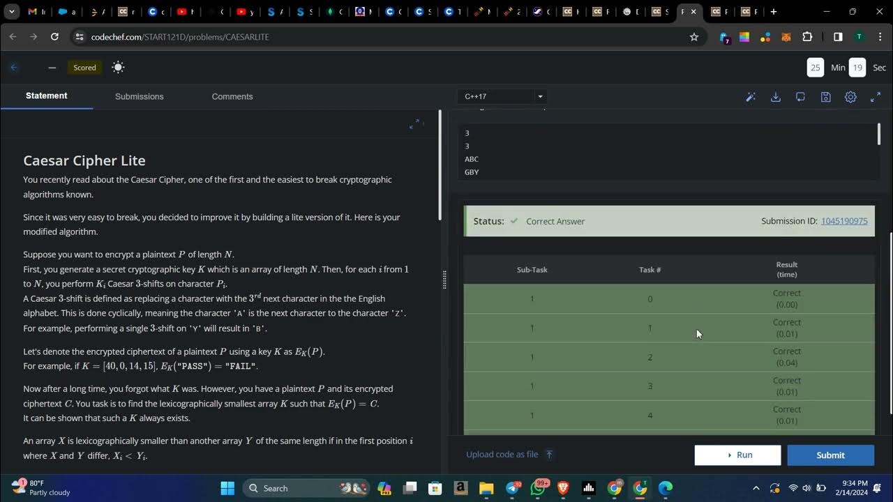 Codechef Starters 121 Caesar Cipher Lite https://www.codechef.com/START121D/problems/CAESARLITE ...