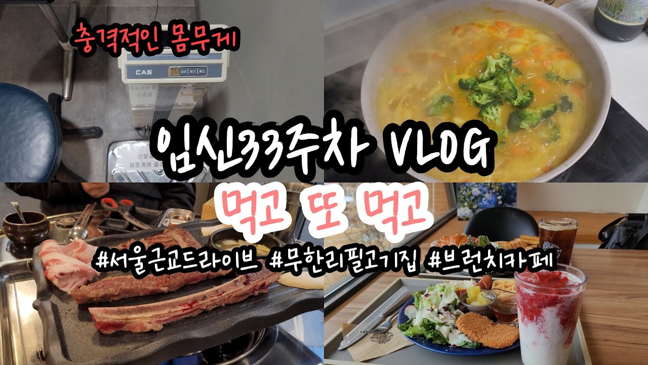 임신 브이로그 충격적인 몸무게와 서울근교드라이브 하남 브런치카페 고기 무한리필 카레만들기 임신33주차 일상 브이로그