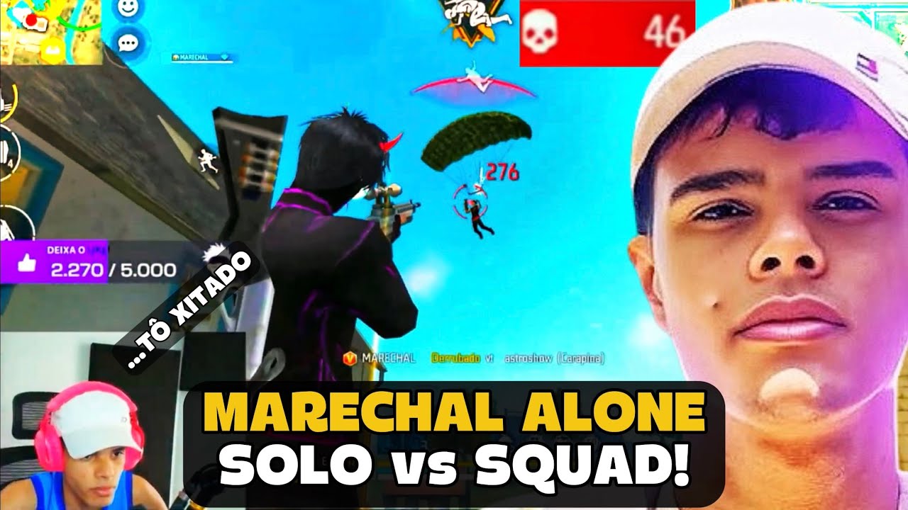 MARECHAL SOLO vs SQUAD COM A SENSIBILIDADE PERFEITA! FREE FIRE ...