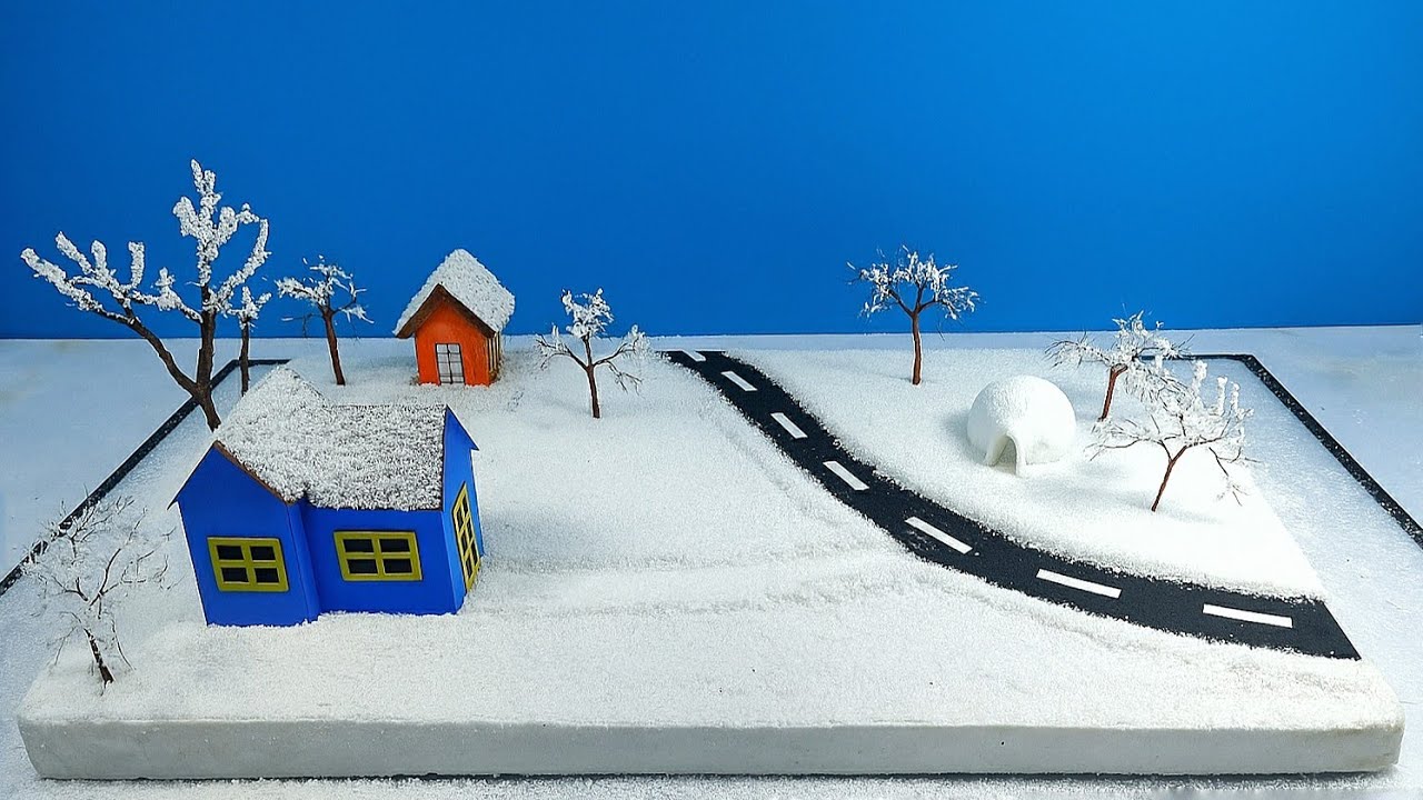 Diy Snow Area School Project | Winter Season School Project | 3D Model ...