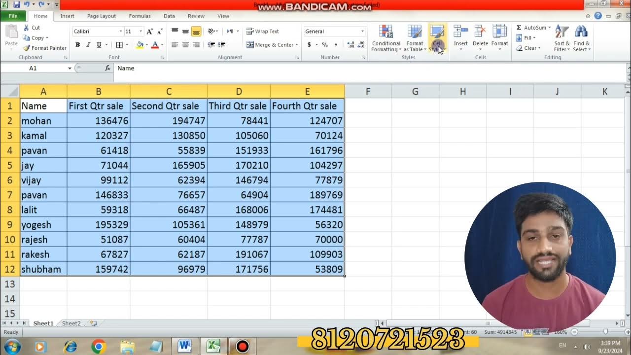 Format Table & cell styles Options in Ms Excel | - YouTube