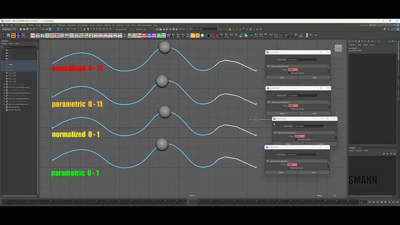 EveryDayMaya: 051 : curve paramatization and motion paths - YouTube