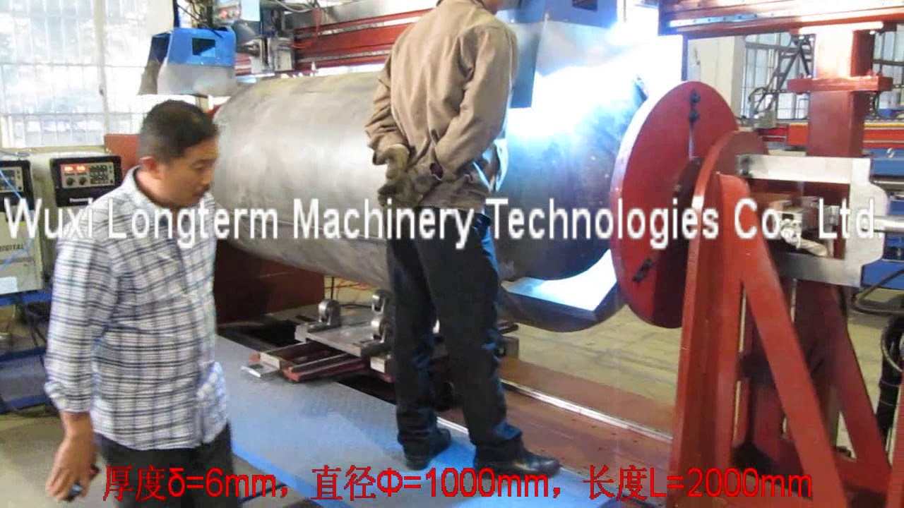 Circumferential seam welding machine for LNG cylinder - YouTube
