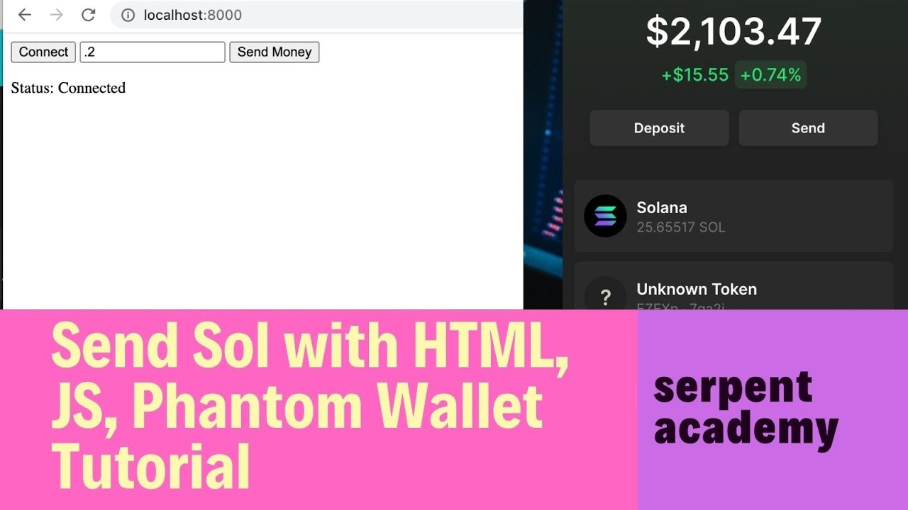 Send SOL with phantom wallet with JS and HTML - YouTube