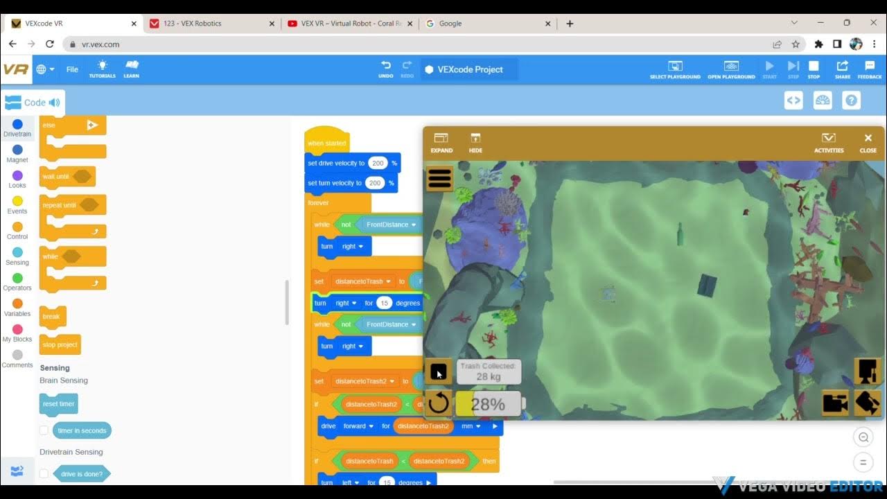 Vexcode Vr Project 20 Coral Reef Cleanup Created By Trishanth Kumar Youtube