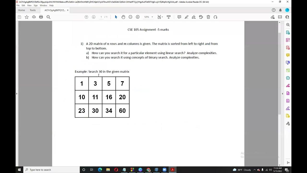 Linear search in 2D matrix using C - YouTube