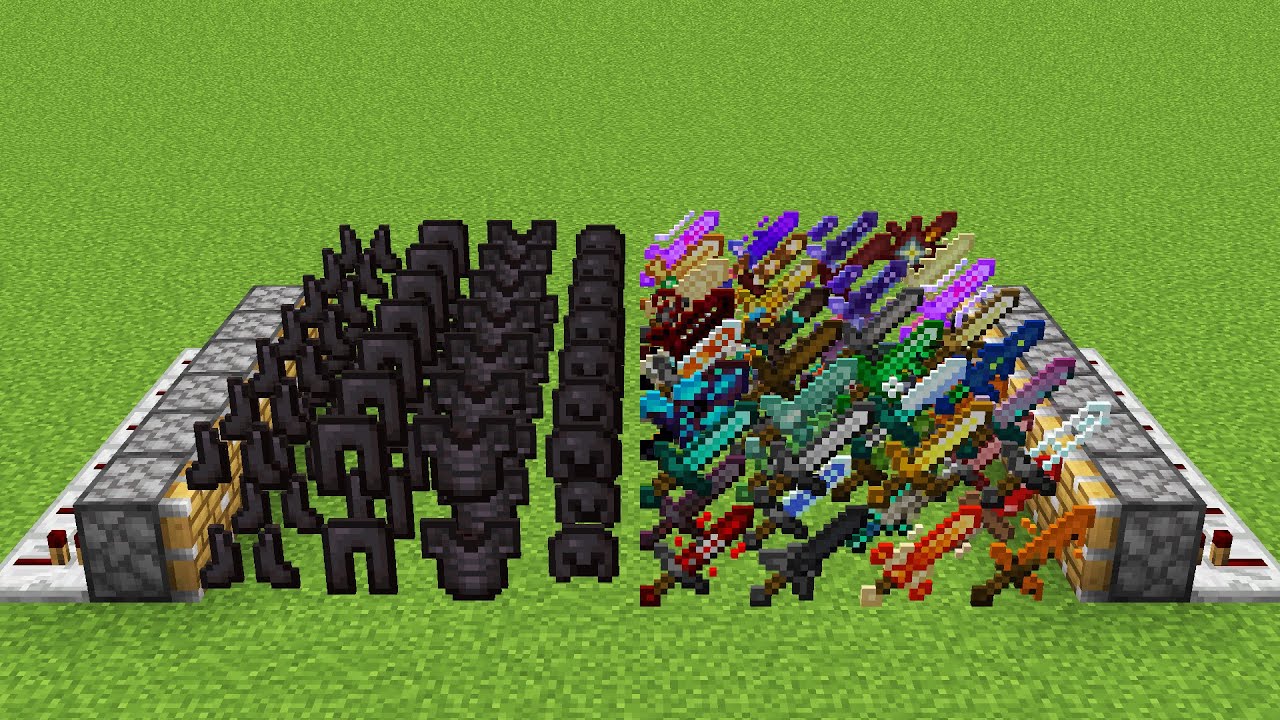 Netherite Armors And X999 Swords Combined Youtube