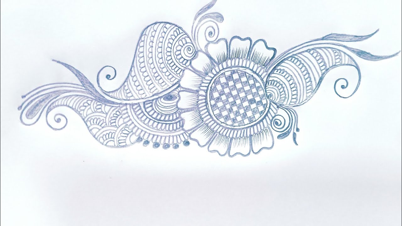 new mehandi design pencil drawing | pencil shading mehandi art ...