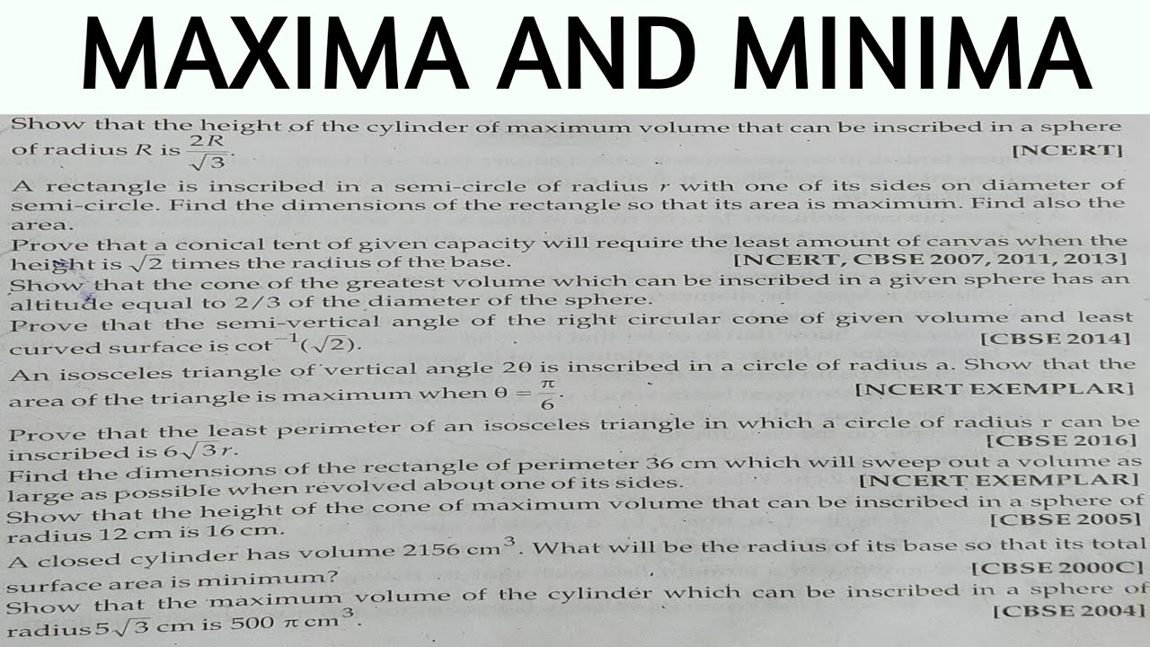 Maxima and minima class 12 | Second derivative test | application of ...