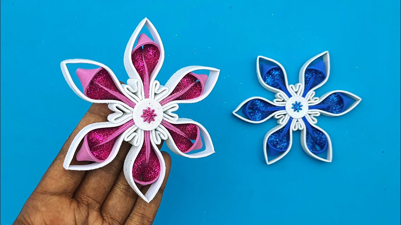 Easy 3D Christmas Snowflakes Making Ideas | Foamiran Christmas Crafts ...