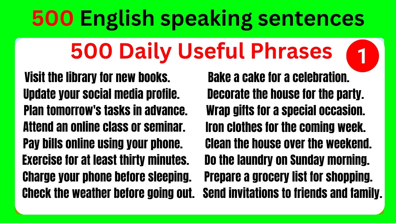👉500 English sentences used in daily life | English speaking practice ...