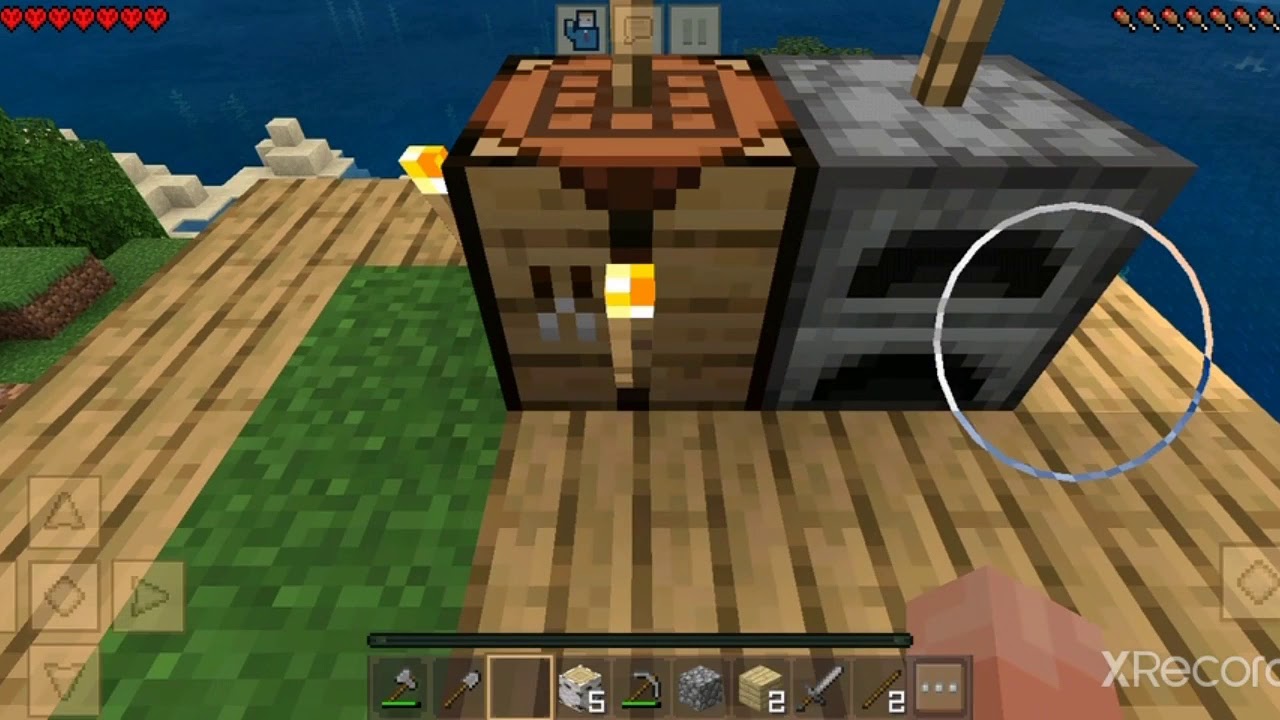 Crafting and building hardcore day 1 spending our first night - YouTube