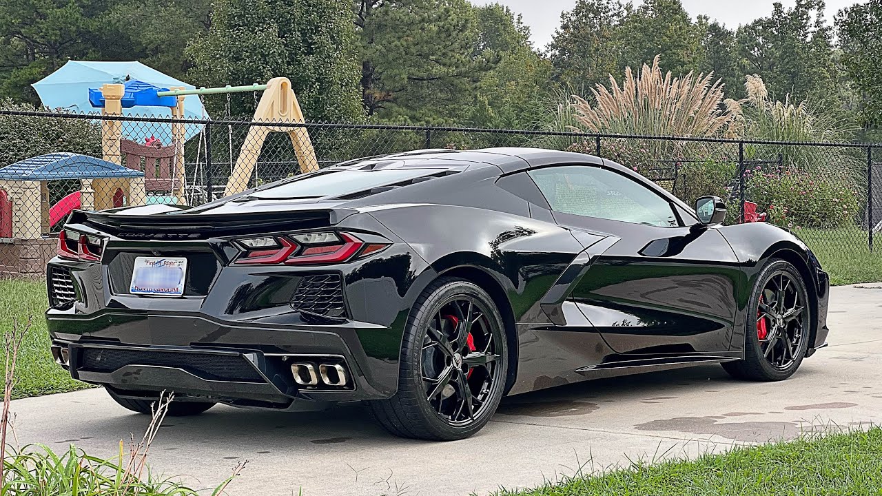 Black C8 Corvette protected inside and out with ceramic coating - YouTube