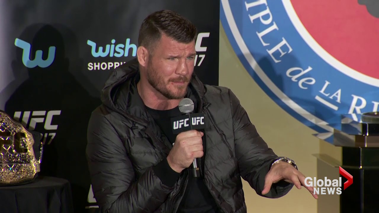 UFC 217 Press conference: GSP, Michael Bisping nearly come to blows in ...