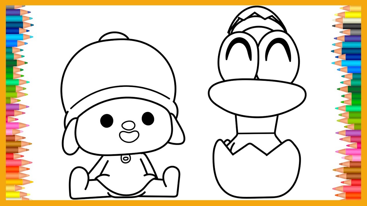 🎨Coloring Pocoyo Baby & Pato Baby | How To Color, Easy Coloring ...