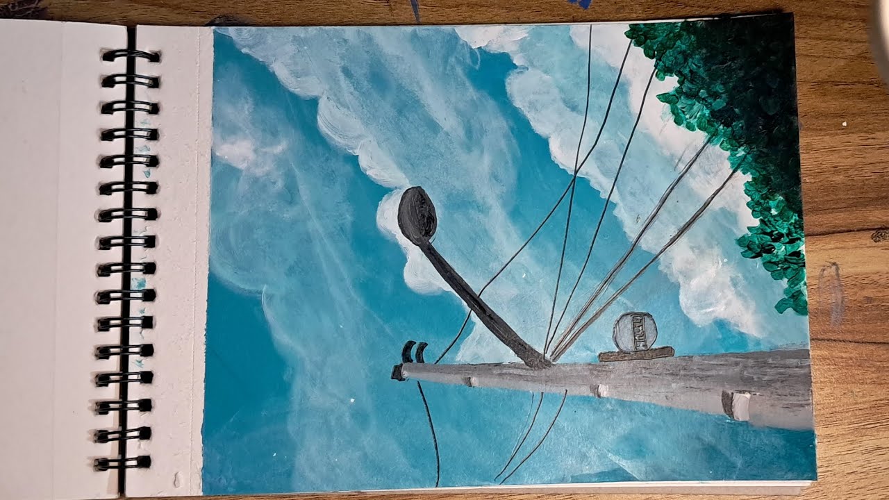 Step by step street light pole drawing ️ 💖 - YouTube