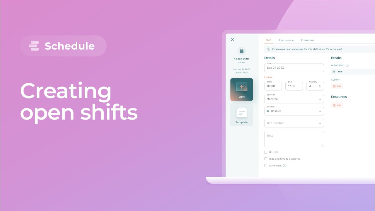 Creating open shifts - YouTube