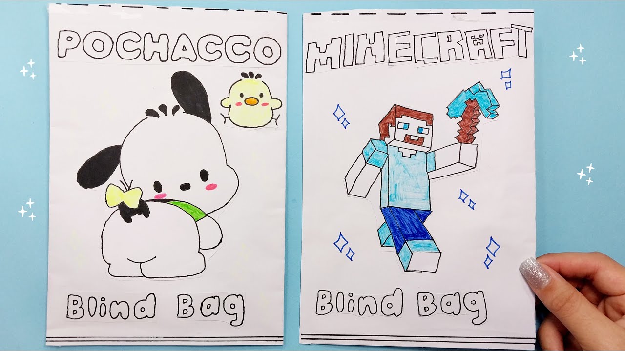 Paper Diy Pochacco And Minecraft Blind Bag | ASMR Unboxing - YouTube