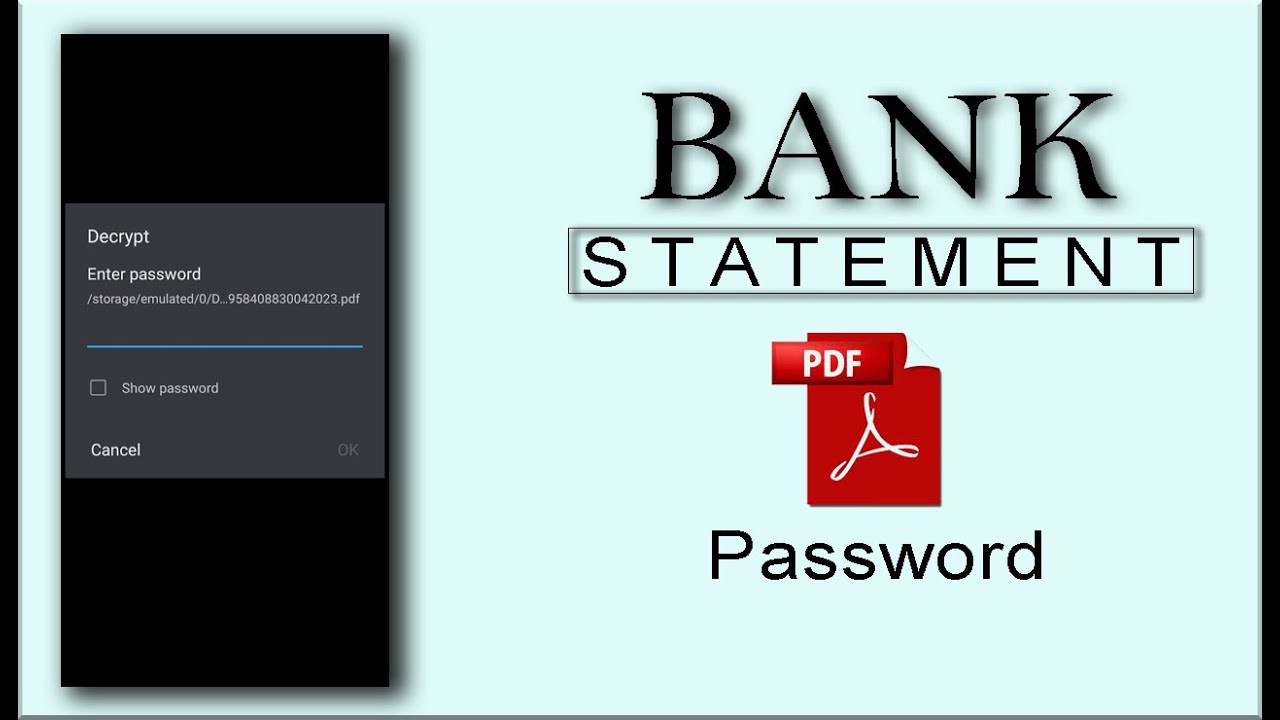 Bank Statement Pdf Password - YouTube