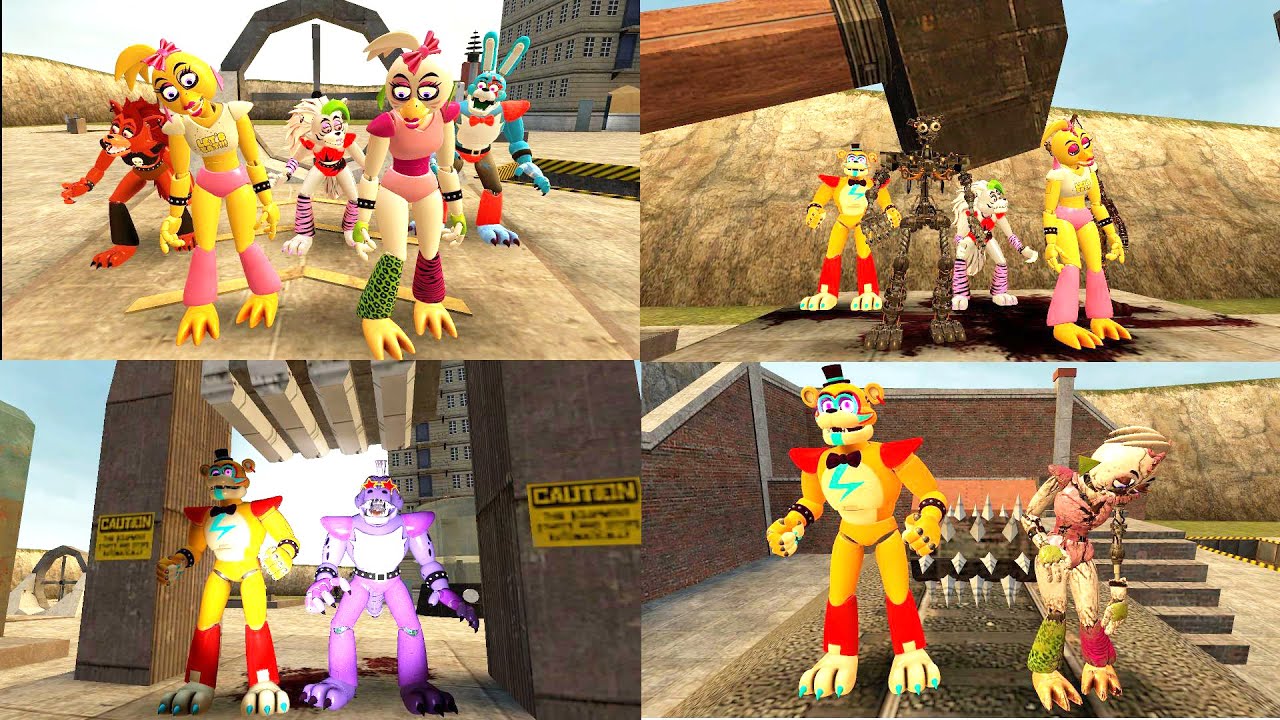 ALL FNAF SECURITY BREACH GLAMROCK ANIMATRONICS DESTRUCTION! GMod! (Five ...