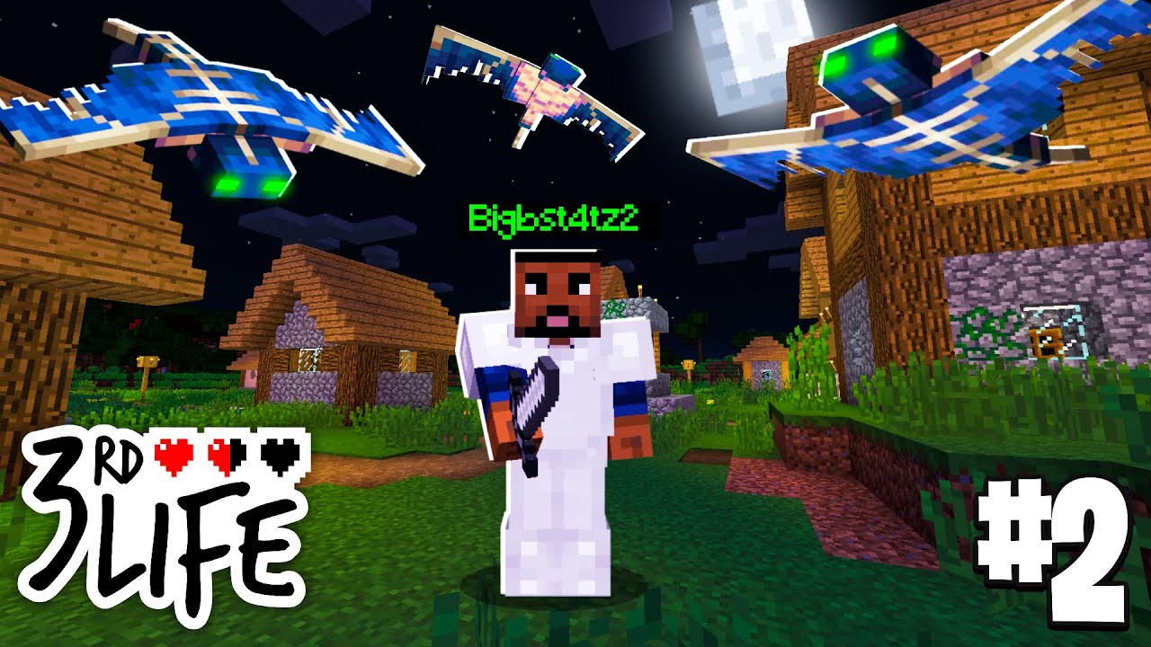 PHANTOM OF THE NIGHT!l Minecraft 3rd Life SMP l EP.2 - YouTube