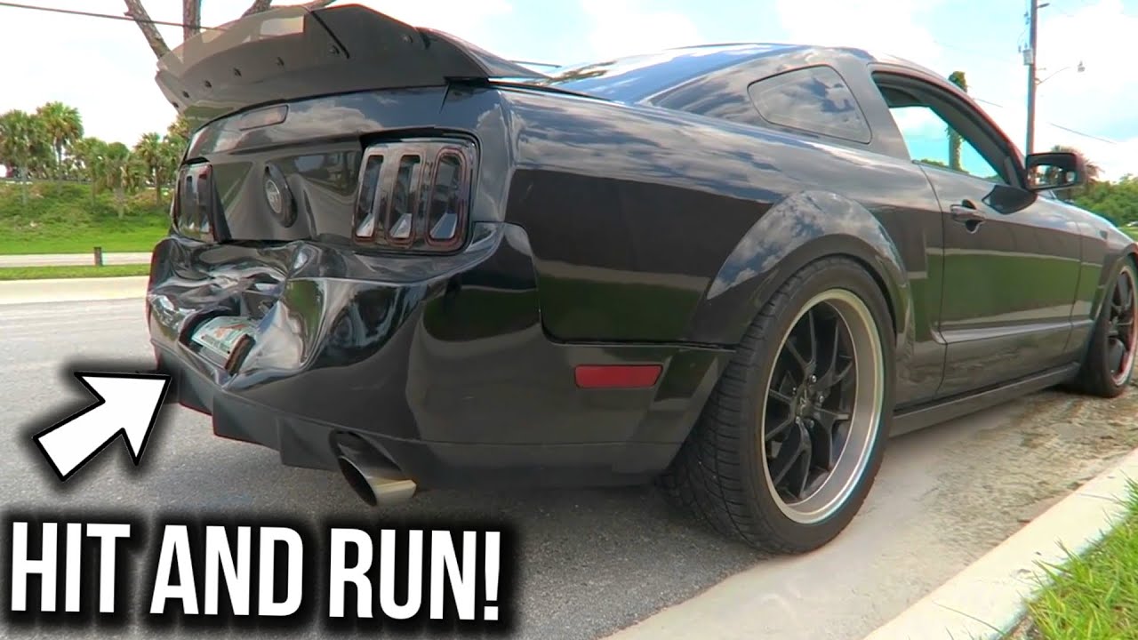 MUSTANG IS TOTALED... DRIVER RUNS AWAY!! *HIT AND RUN!* - YouTube